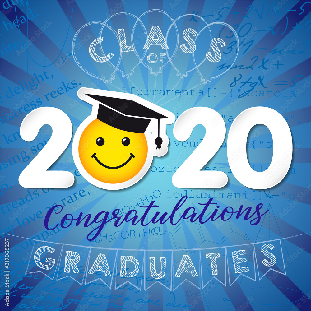 Class of 2020 year graduation logo, awards concept. Paper numbers ...