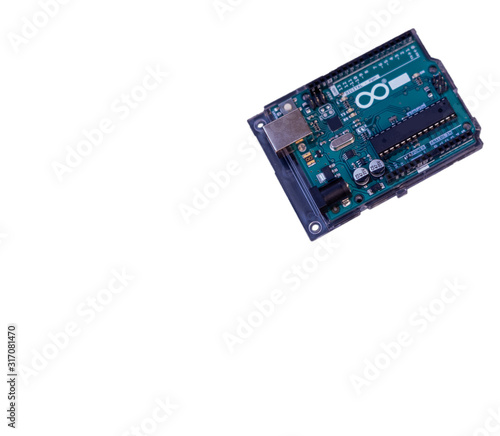 Green Arduino Uno on isolated white background Stock Photo | Adobe Stock