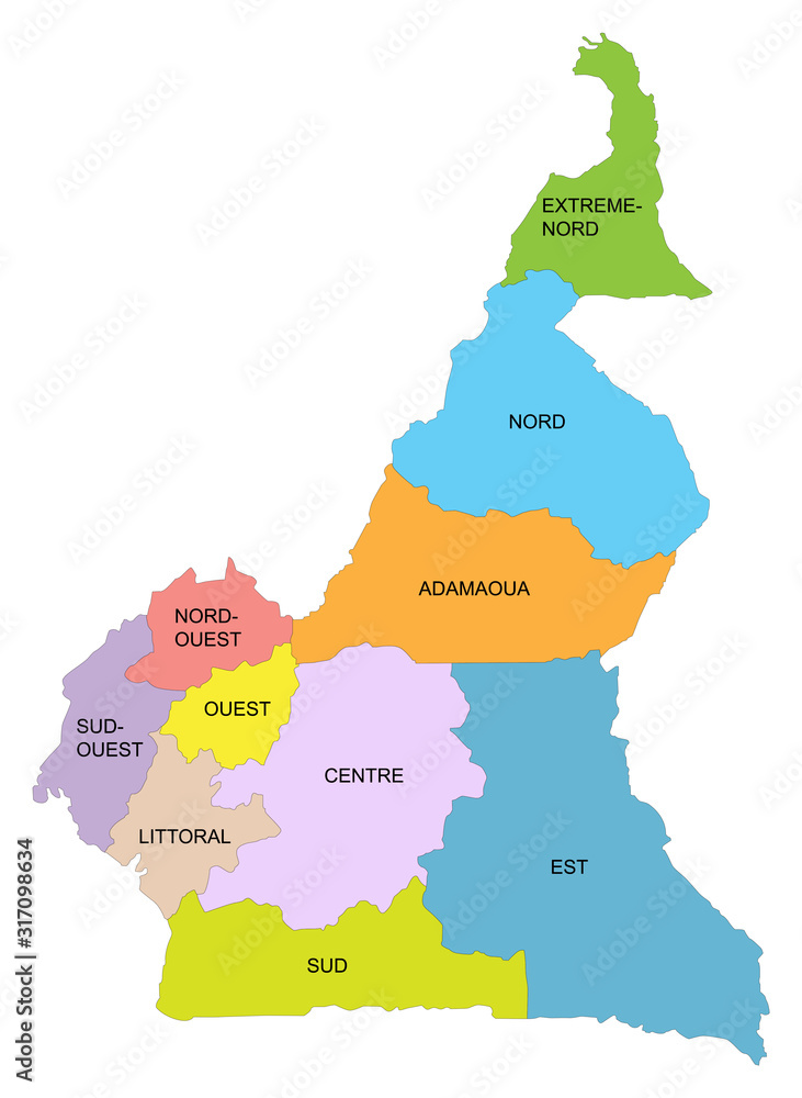 Image vectorielle Stock Carte du Cameroun avec détail des différentes ...
