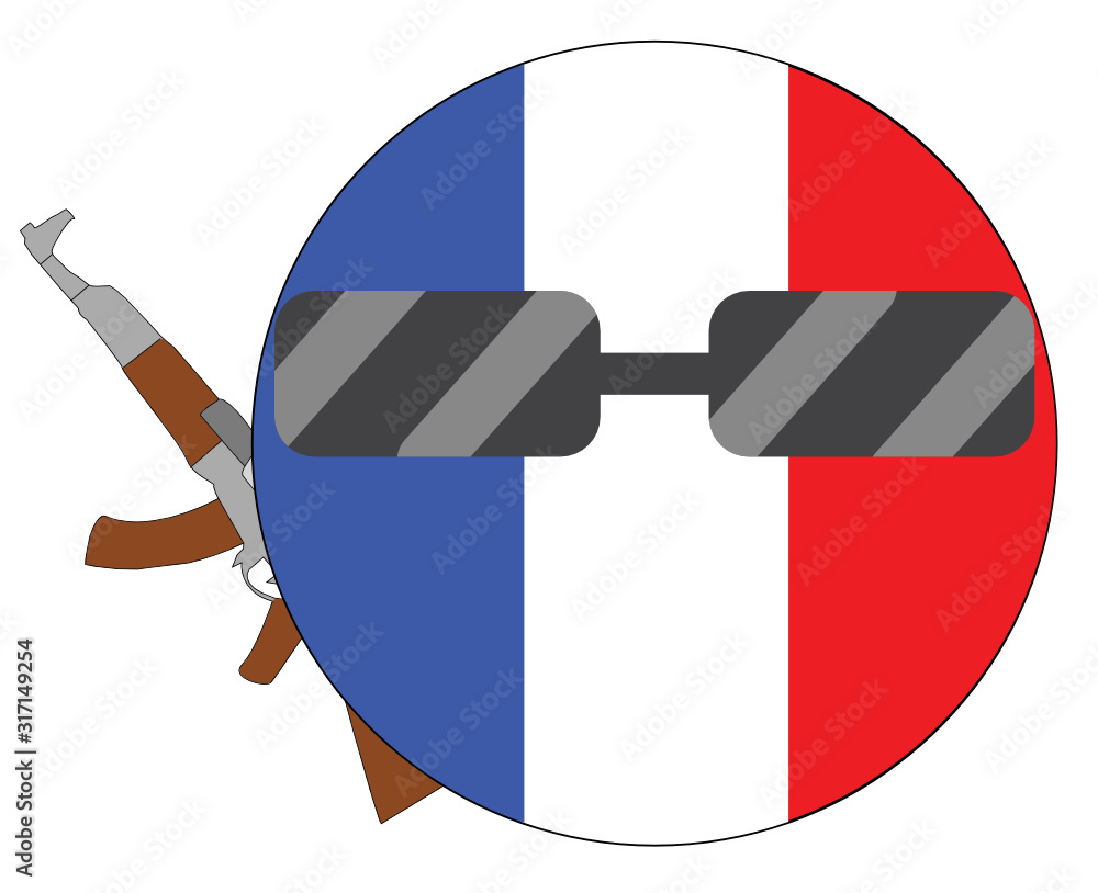 Vector de Stock Cool France flag emoji. Round French flag emoticon ...