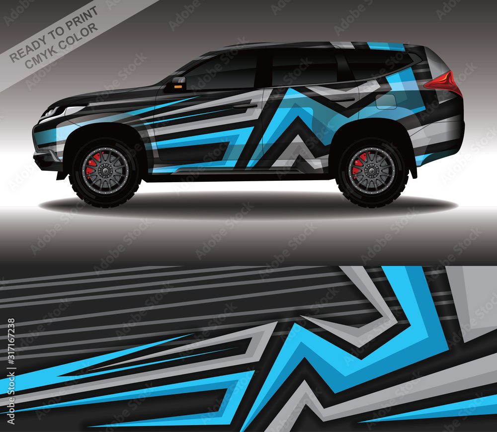 Car wrap decal design vector, custom livery race rally car vehicle ...