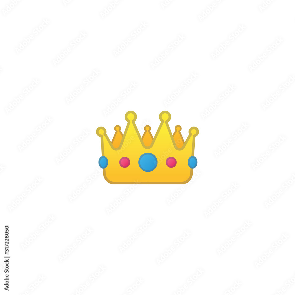 Gold Crown Vector Icon. Isolated King, Queen Hat, Golden Crown Emoji ...