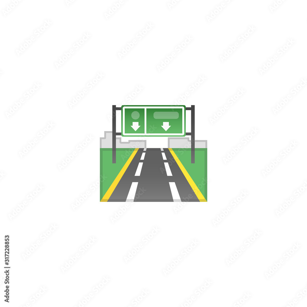 Motorway Vector Icon. Isolated Highway Road Sign Cartoon Style Emoji ...