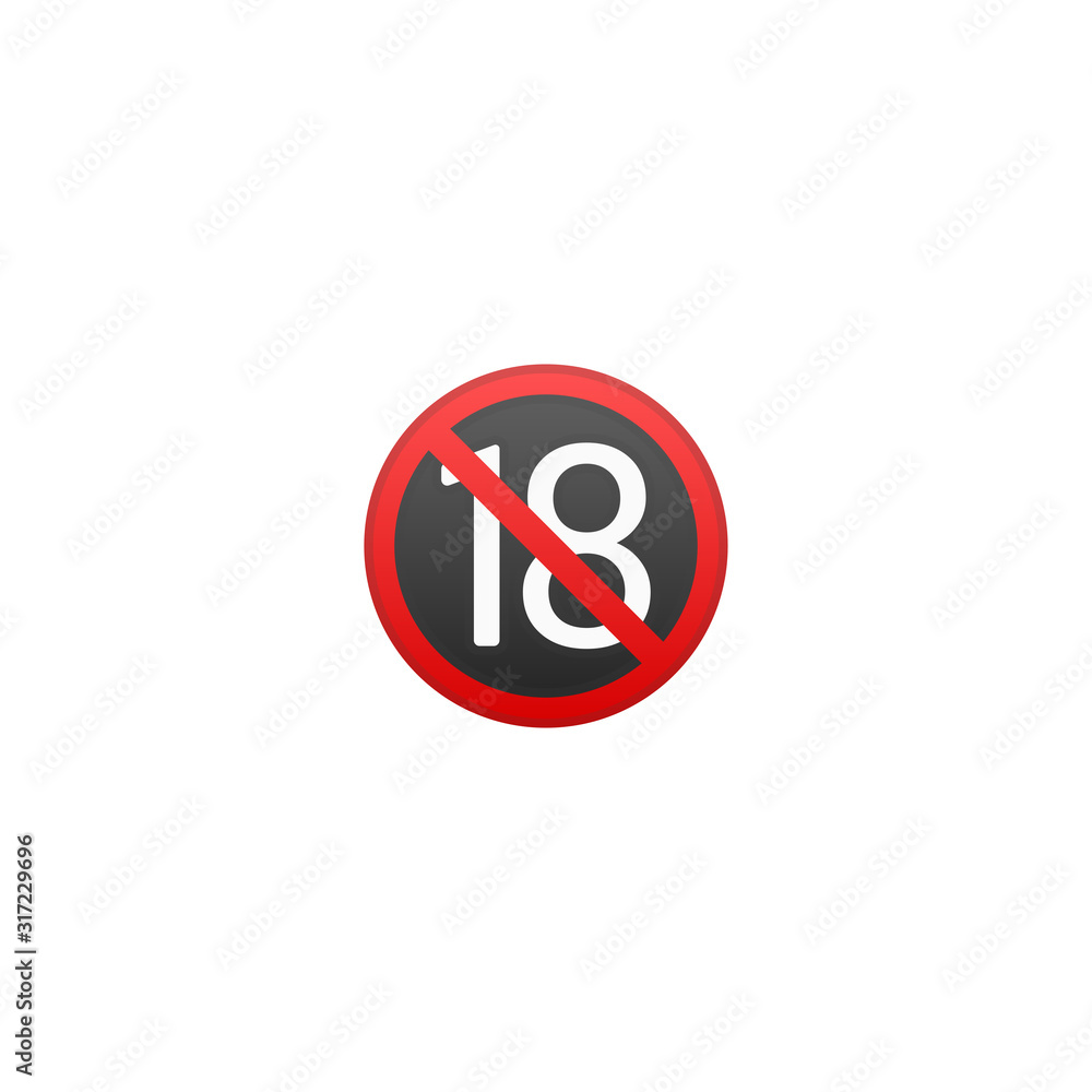 No One Under 18 Vector Icon. Isolated No One Under Eighteen Cartoon ...