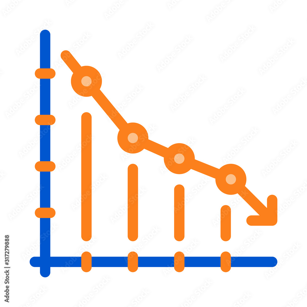 Falling Chart Icon Vector. Outline Falling Chart Sign. Isolated Contour ...