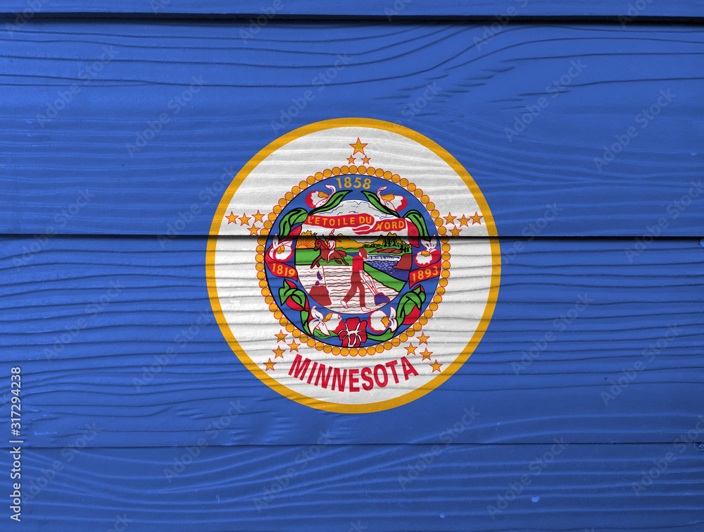 Minnesota flag color painted on Fiber cement sheet wall background ...