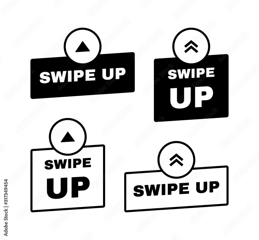 Swipe up icon set isolated on white background for social media stories ...