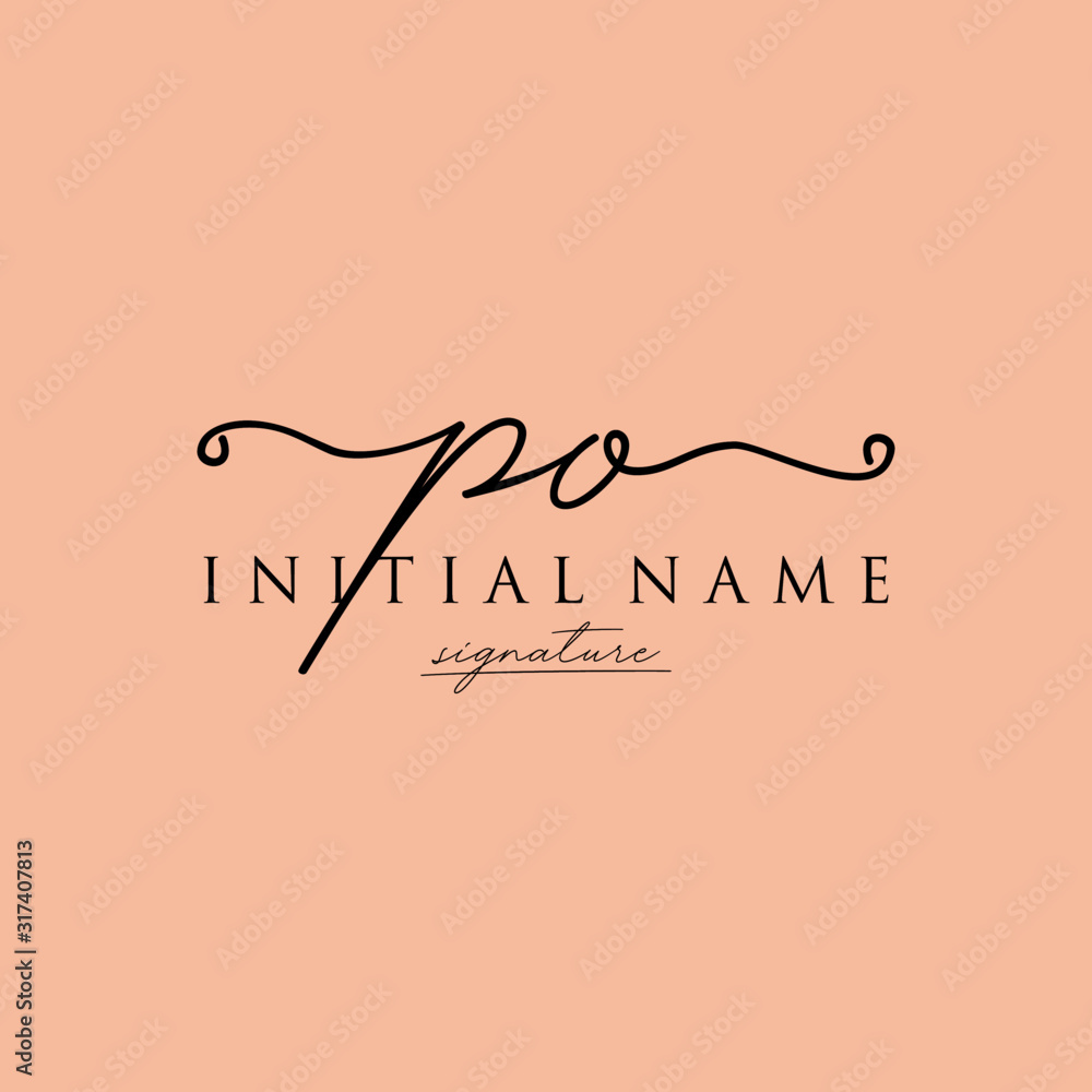 Initial letter PO Signature handwriting Logo Vector Stock Vector ...