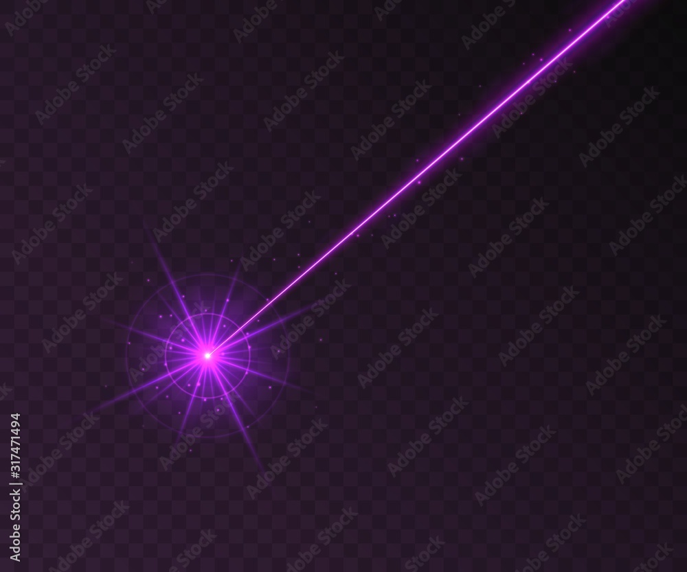 Purple laser beam light effect isolated on transparent background ...