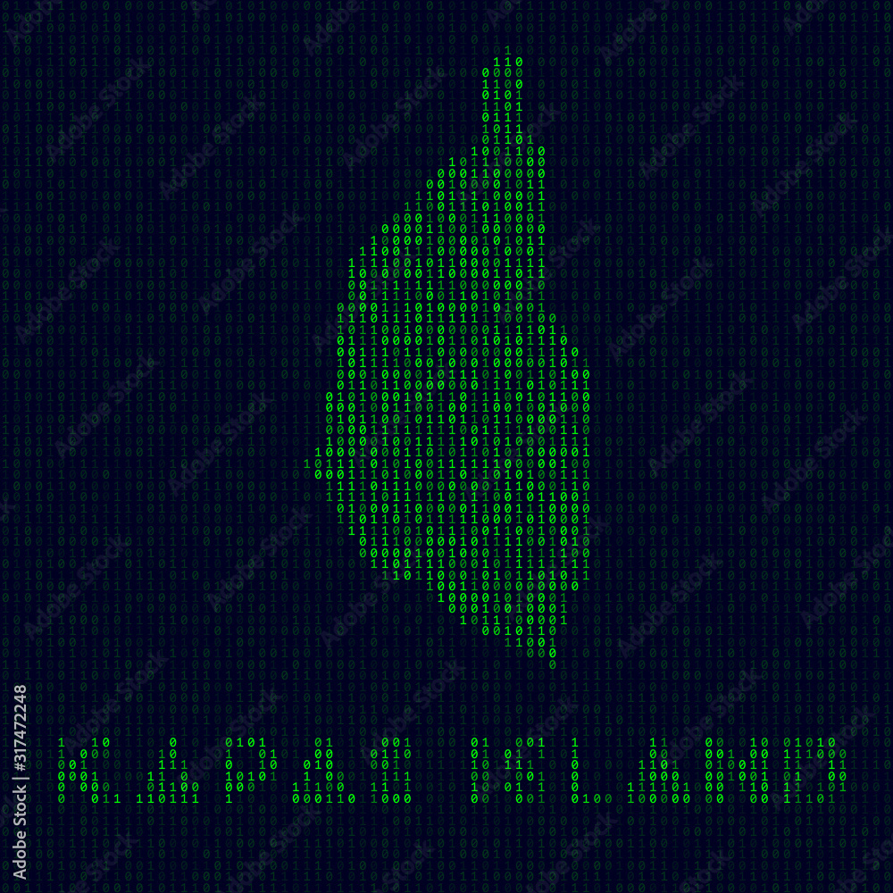 Digital Kapas Island logo. Island symbol in hacker style. Binary code ...