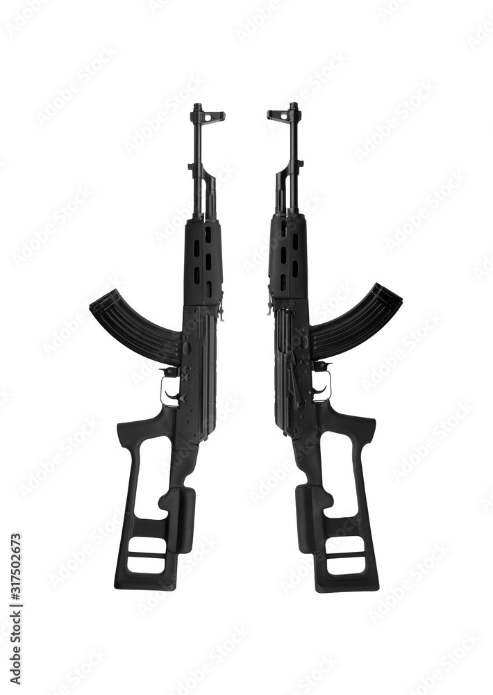 Soviet carbine in modern body kit isolate on a white background. Tuned ...
