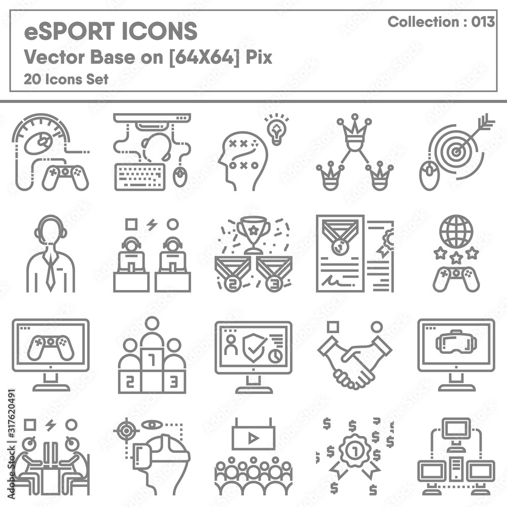 Competition eSport Gaming Icon Set, Icons Collection of Competitive ...