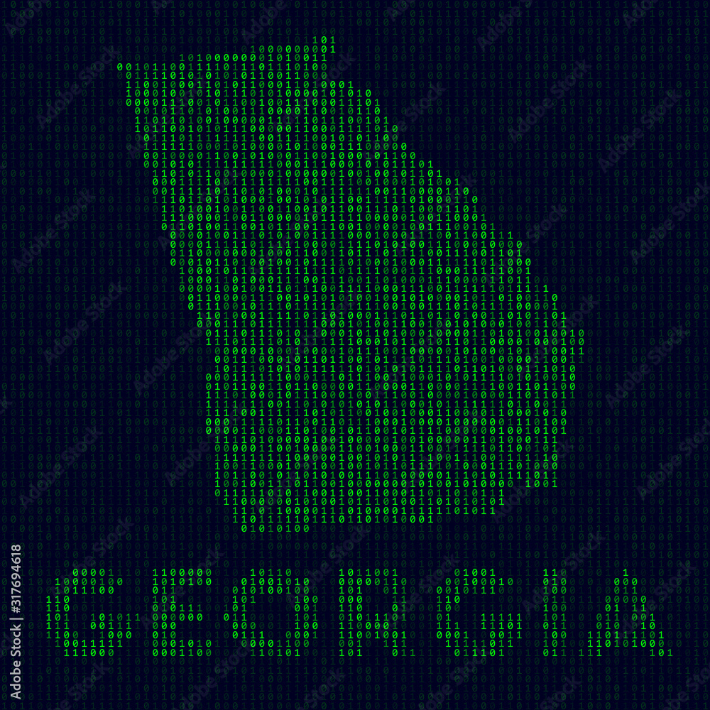 Digital Georgia logo. US state symbol in hacker style. Binary code map ...