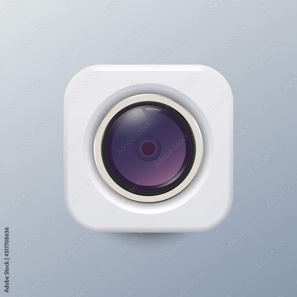 3D camera icon. Icon camera light gray color, for mobile device and ...