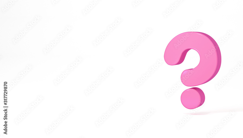 pink question mark symbol isolated on white background with clipping ...