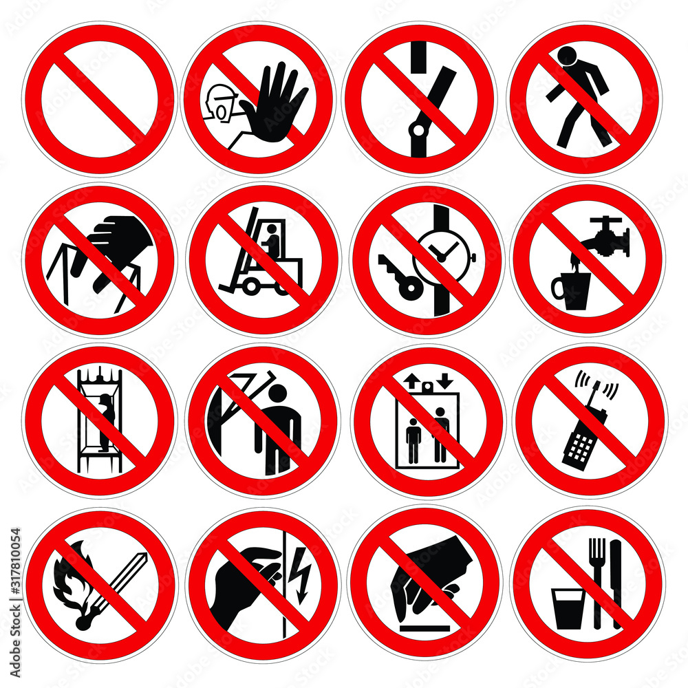 prohibition signs. set of vector illustrations Stock Vector | Adobe Stock