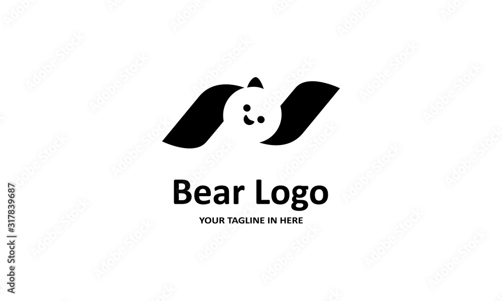 Konsep logo beruang datar sangat cocok untuk bisnis, teknologi ...