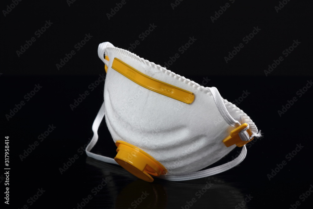 Valved Respirator. Disposable Dust Face Mask. Black Background. Stock ...