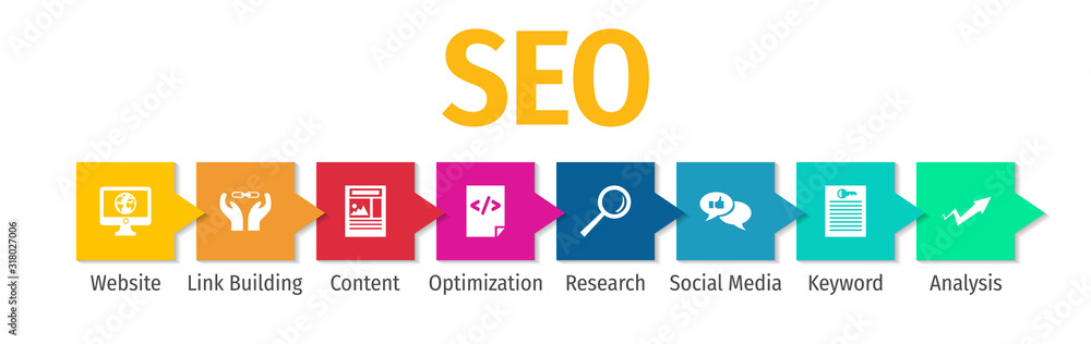 SEO search engine optimization banner web icon for business and ...