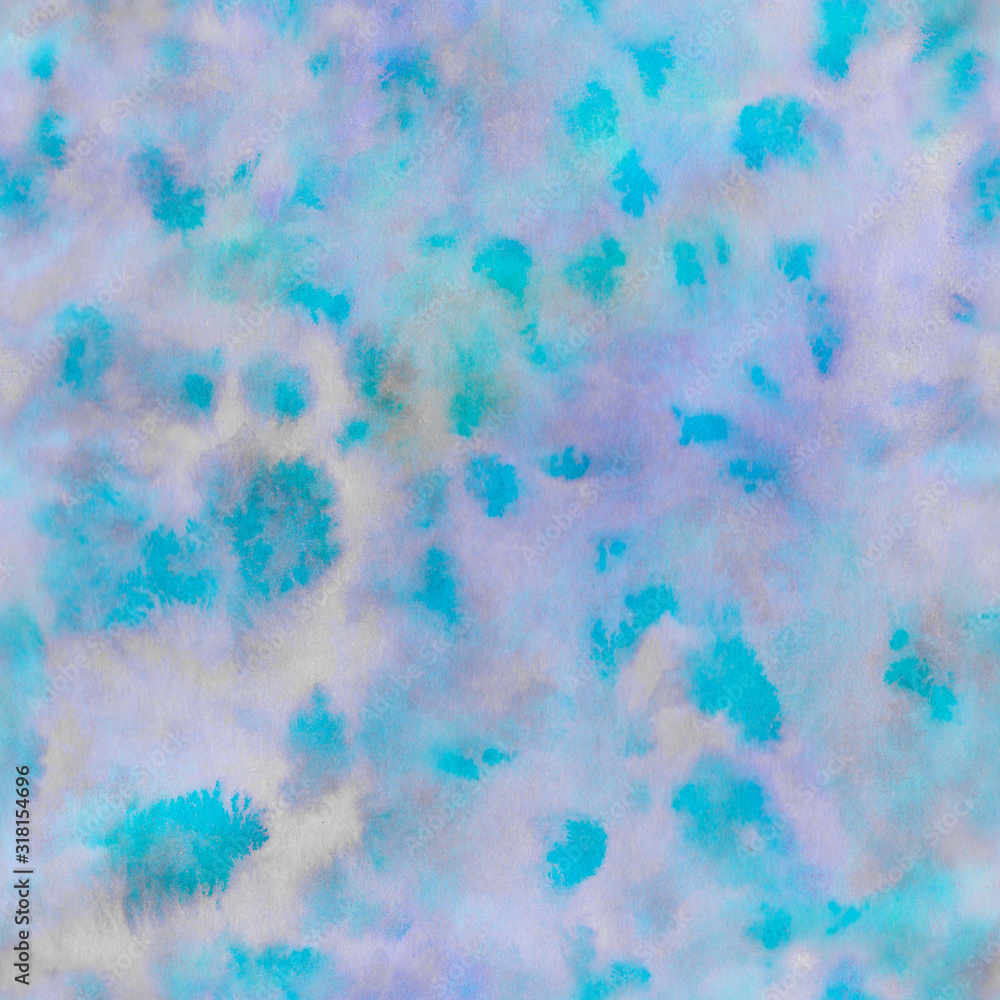 Watercolor blue abstract background with splashes, drops. Hand-painted ...