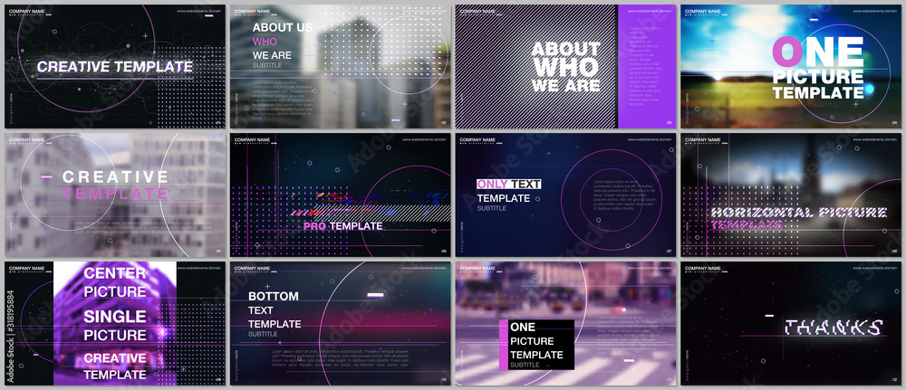 Presentations design vector templates with lines, dots and circles ...