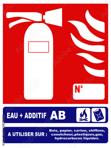 Pictogramme extincteur AB eau et additif fond bleu Stock Vector | Adobe ...