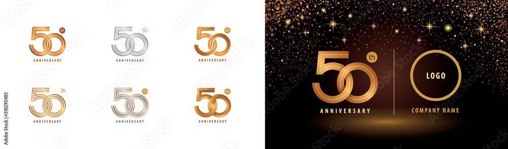 Set of 50th Anniversary logotype design, Fifty years anniversary ...