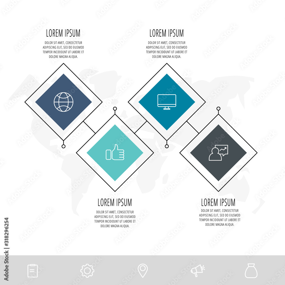 Flat template infographic. Business concept with 4 options and steps ...