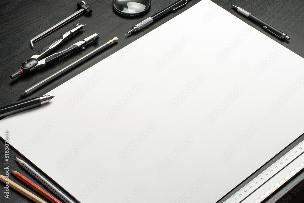 Blank template for sketch, hand drawn projects, mockups Stock Photo ...