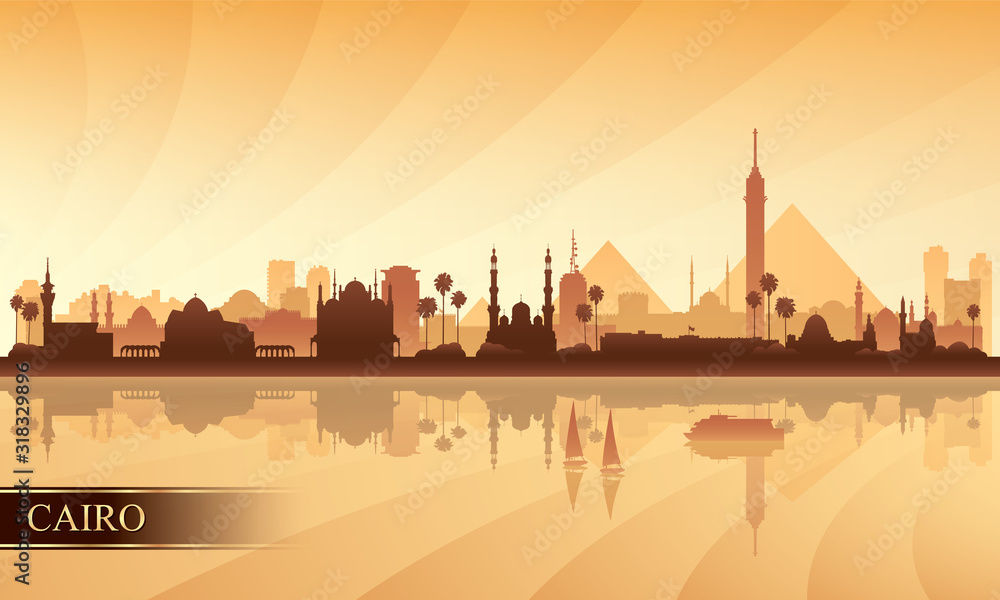 Cairo city skyline silhouette background Stock Vector | Adobe Stock