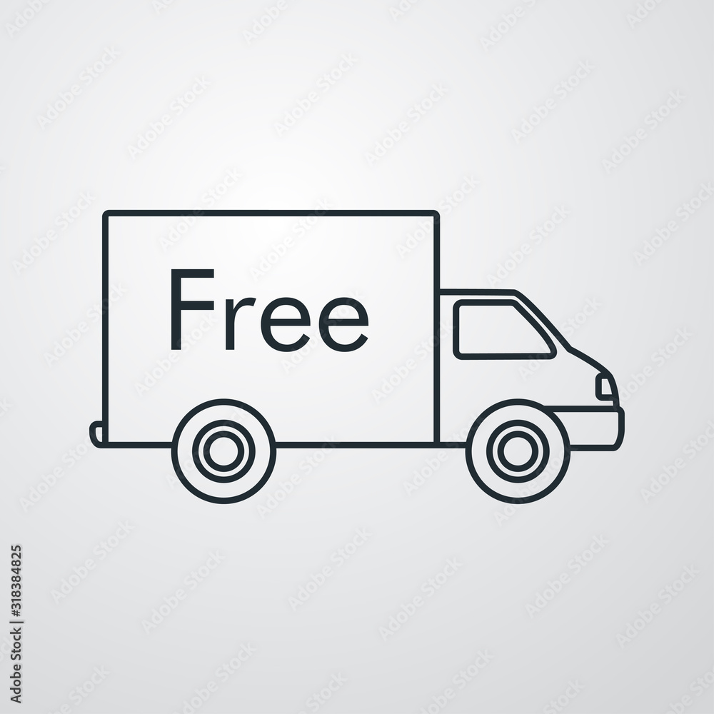 Símbolo de entrega gratuita. Envío con camión y palabra Free. icono ...