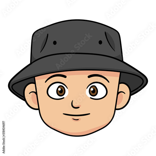 Cartoon Boy Wearing Bucket Hat Avatar Illustration Stock Vector | Adobe ...