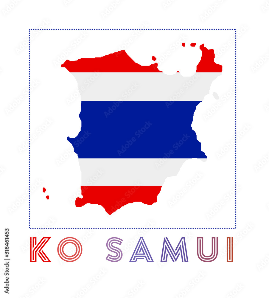 Vector de Stock Ko Samui Logo. Map of Ko Samui with island name and ...