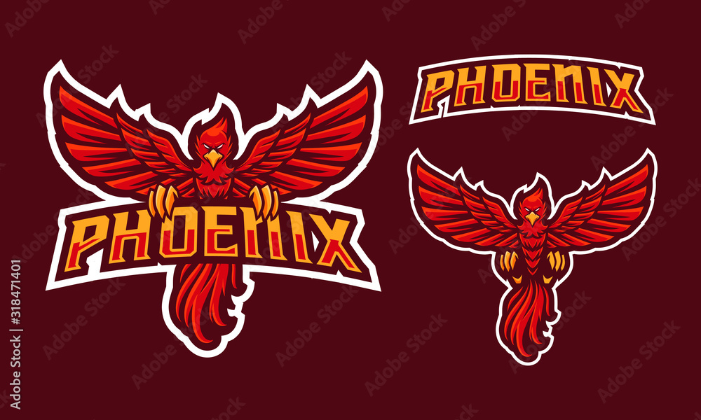 Phoenix mascot logo design for sport or e-sport logo isolated on dark ...