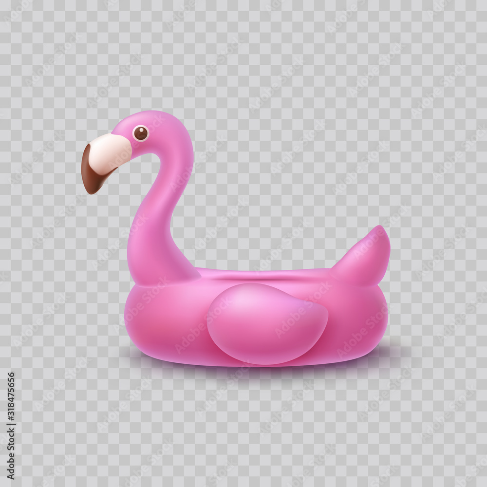 Flamingo isolated on transparent background. Pink inflatable swimming ...