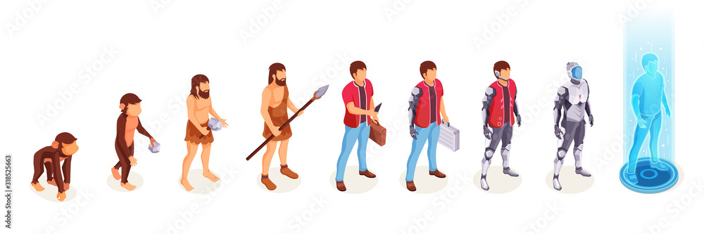 Human evolution of man from ape monkey to digital world technology ...