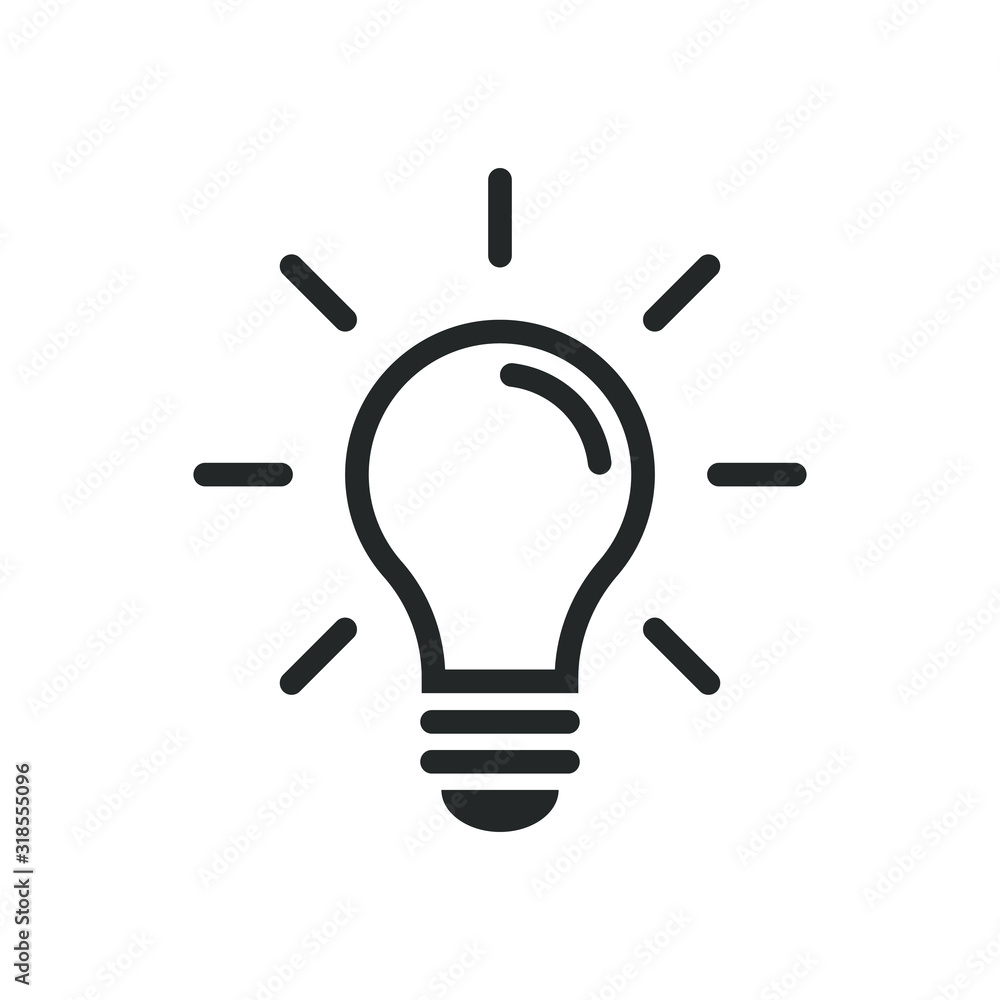 Light bulb icon. Idea innovation symbol. Creative logo. Black outline silhouette. Isolated on ...