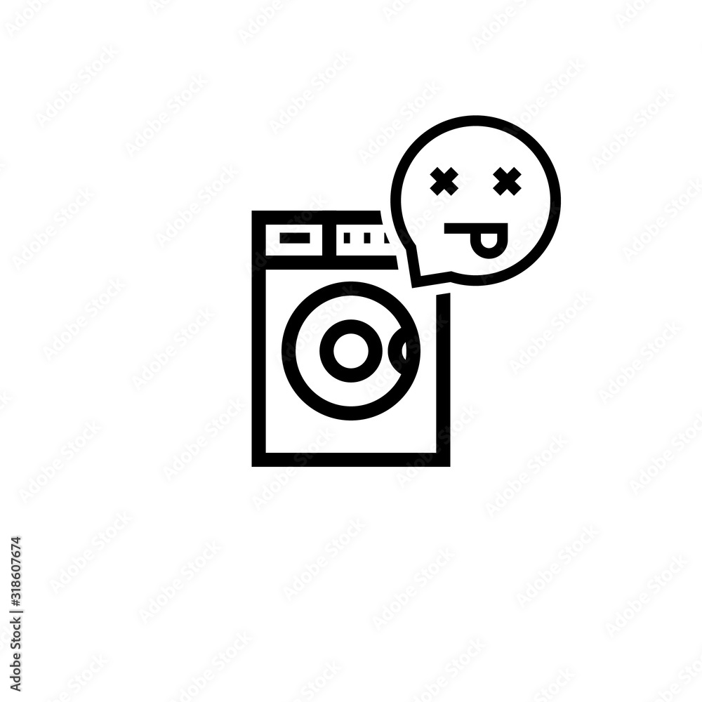 Broken washing machine outline icon. Clipart image isolated on white ...