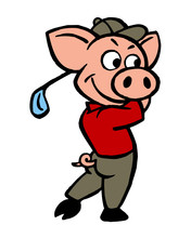 Pig, Cartoon, Playing Golf Free Stock Photo - Public Domain Pictures