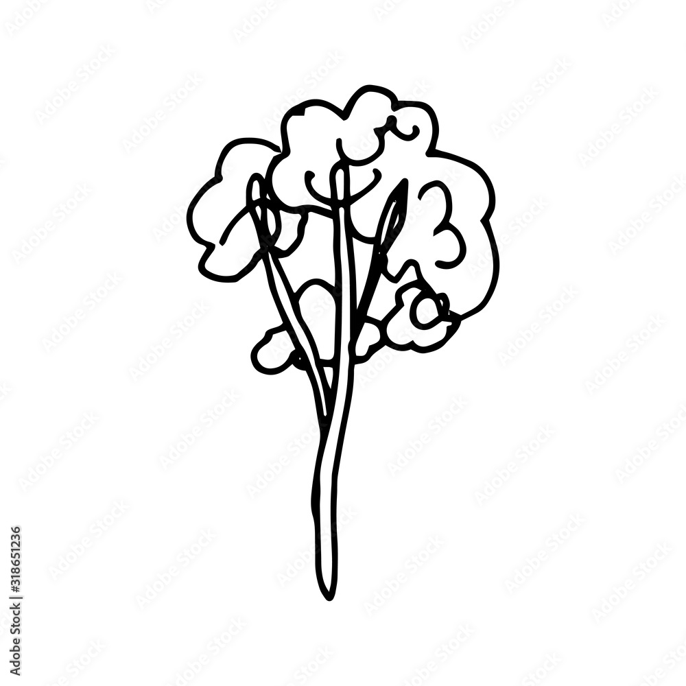 vector hand-drawn sketch of a tree. traced Cartoon style tree drawing ...