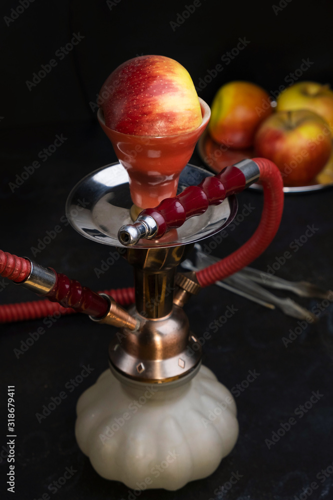 Red classic turkish arabian smoking oriental hookah shisha kalian with ...