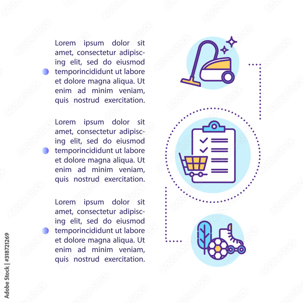 Household chores concept icon with text. Housekeeping tasks, purchases ...