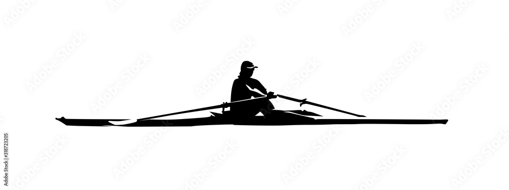 Rowing, isolated vector silhouette, ink drawing Stock Vector | Adobe Stock