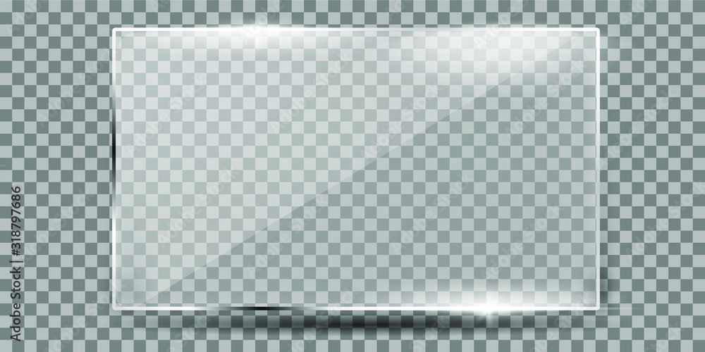 Glass plate on transparent background. Acrylic and glass texture with ...