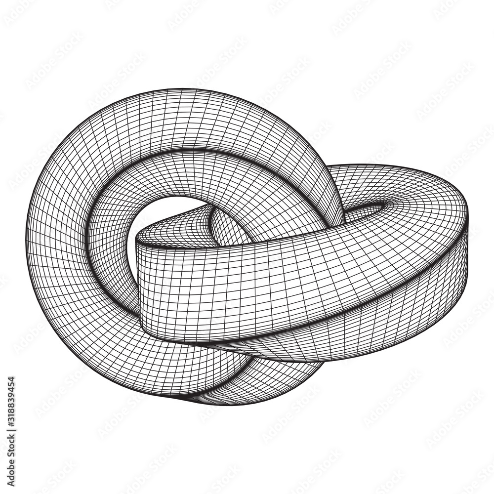 Mobius strip ring knot sacred geometry. Spatial figure with upturned surfaces. Optical illusion ...