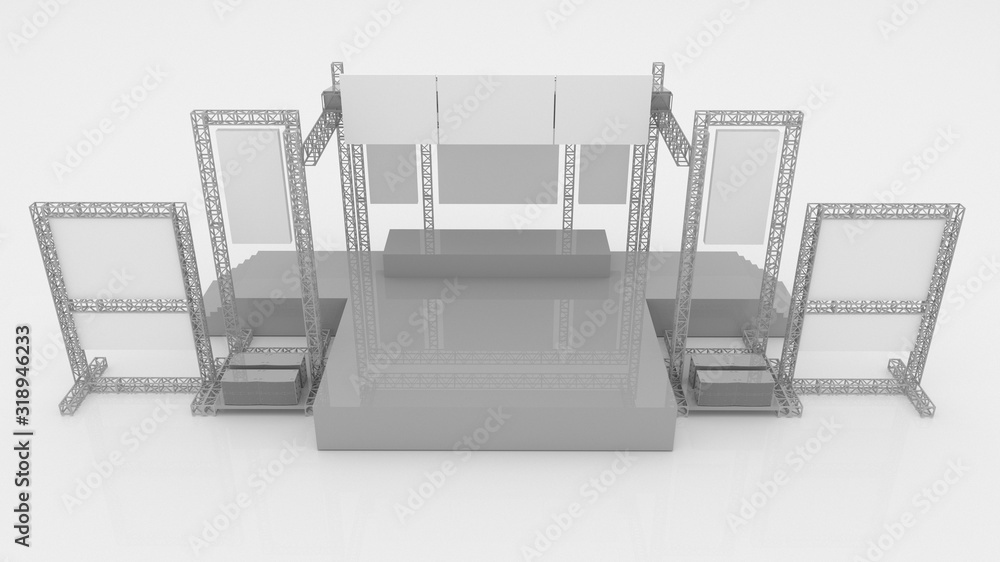 3D stage, Stage podium on white Background, Stage mockup. 3d Rendering ...