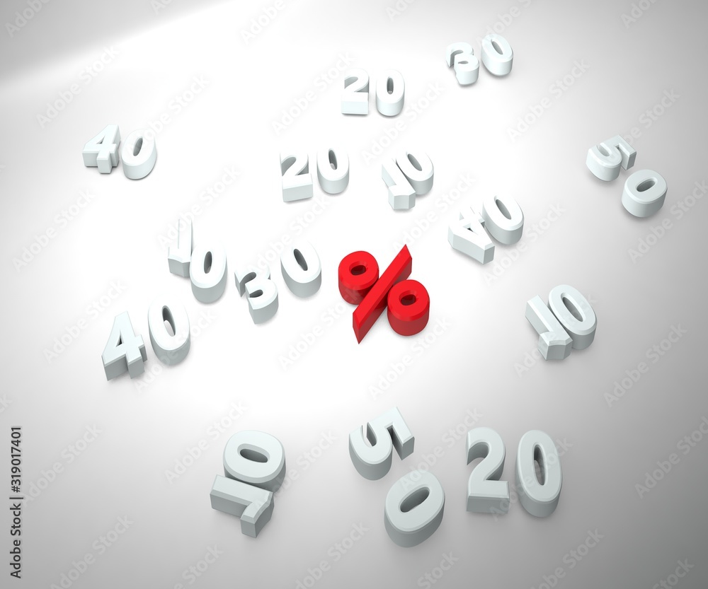 Isolated 3D illustrations. the number ten is twenty-thirty-forty-fifty ...