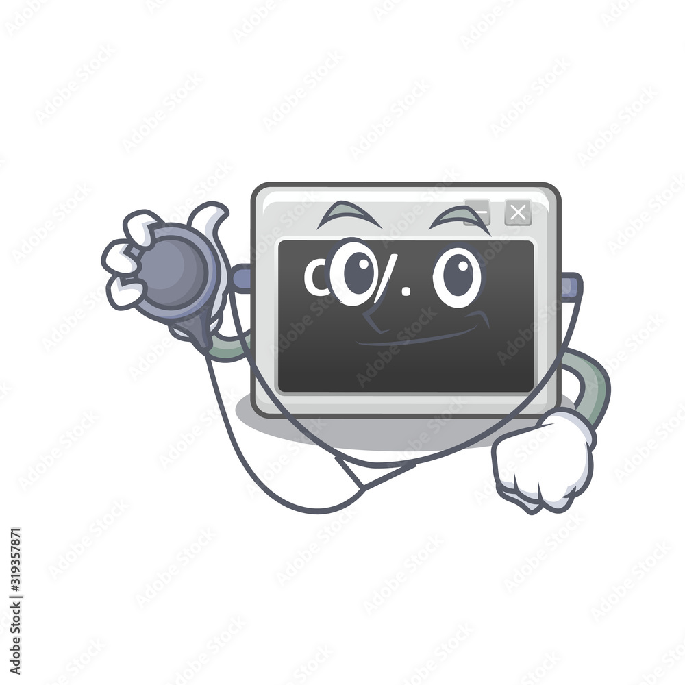 Smart and cool command window cartoon character in a Doctor with tools ...
