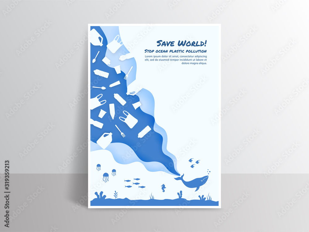Stop ocean plastic pollution poster, Ocean environment problem ...