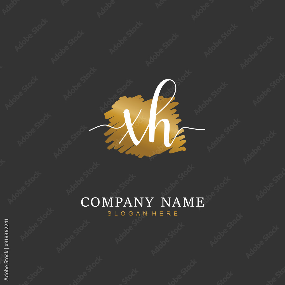 Handwritten initial letter X H XH for identity and logo. Vector logo ...